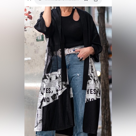 Kate Hewko | Jackets & Coats | Kate Hewko Newsprint And Mesh Kimono One ...